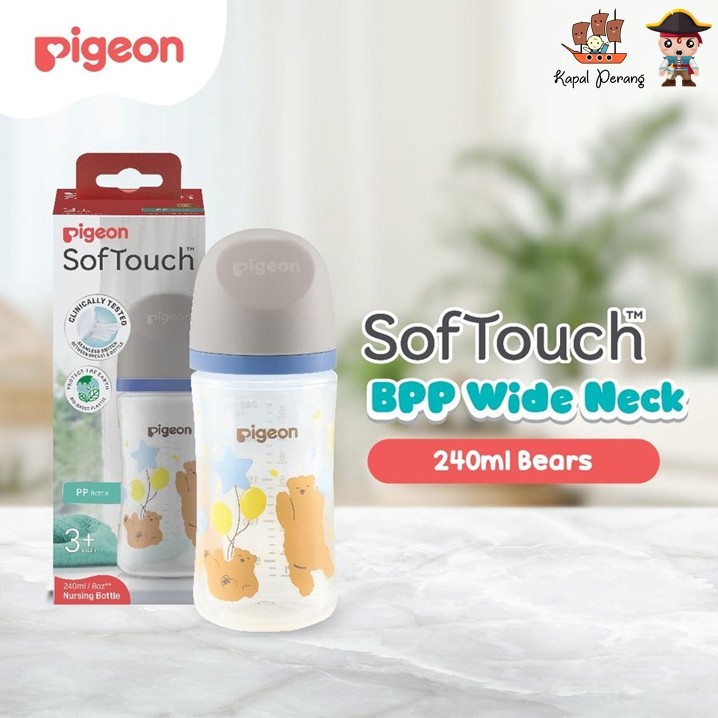 Jual PIGEON Botol BPP Wide Neck Softouch 240mL - Bear | Shopee Indonesia