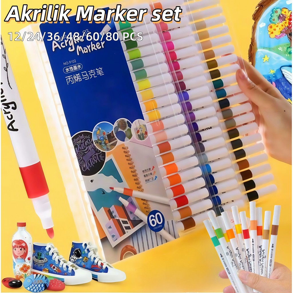 Jual IRIS 60/80 Colors Akrilik Marker Alat Menggambar Anak-anak Spidol ...