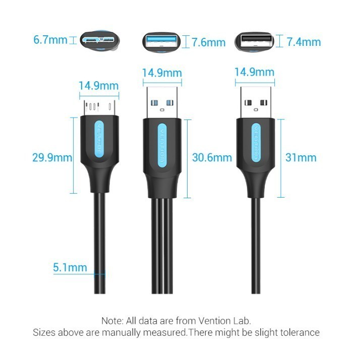 Jual Vention Kabel Data Hardisk Eksternal USB 3.0 A Male to MICRO B ...