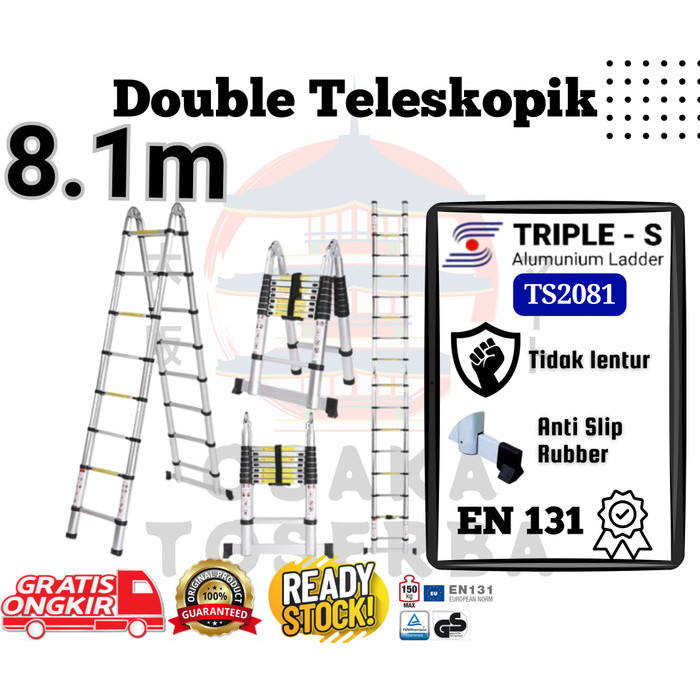Jual Tangga double teleskopik 8 meter ( 4m x 4m ) - TS2081 Tangga ...