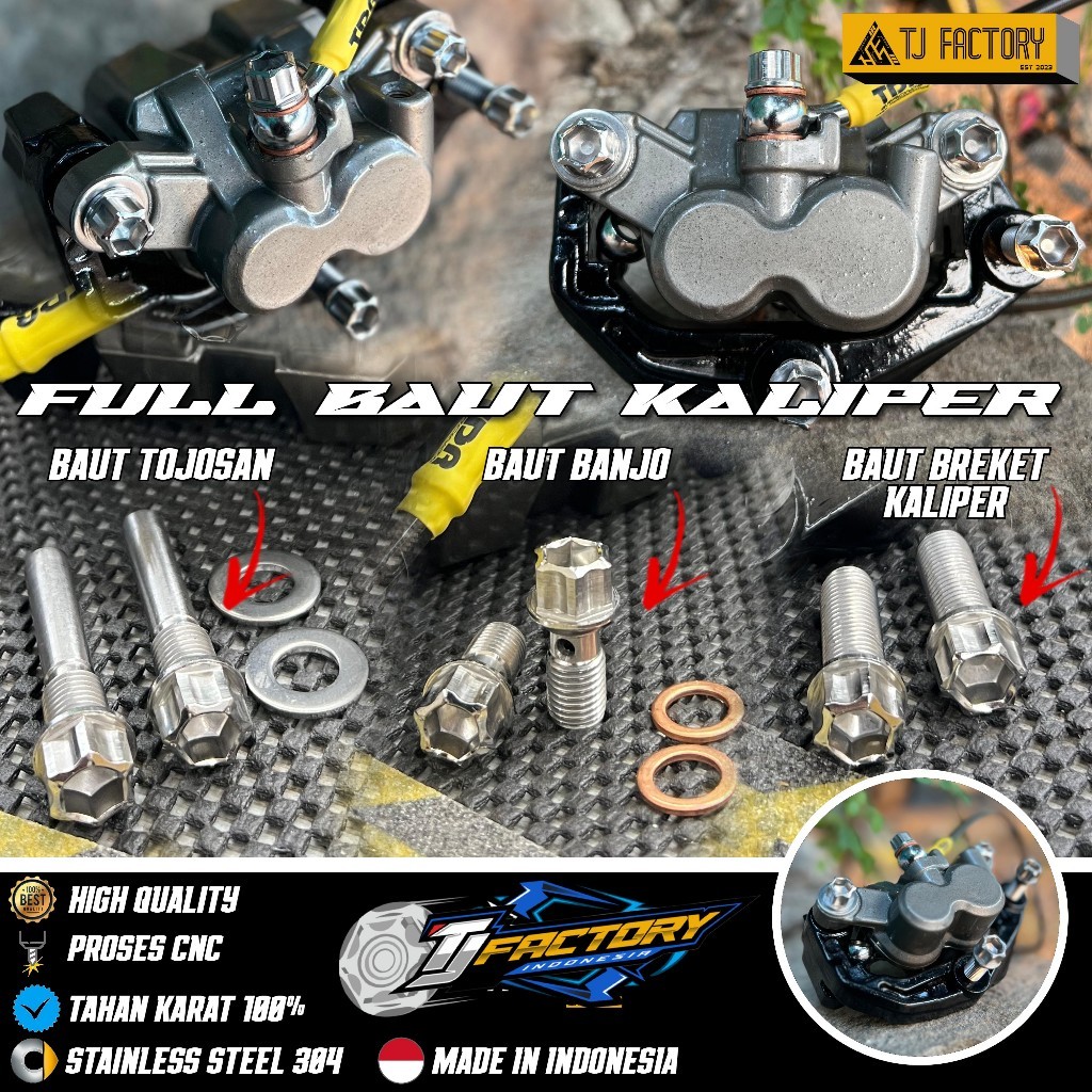 Jual 1 Set Baut Stainless CNC Kaliper RX KING FIzr Jupiter Nouvo Baut Banjo Tojosan Kaliper 2 ...