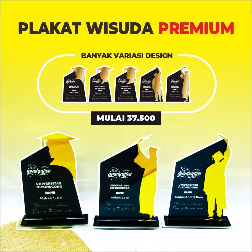 Jual Plakat Wisuda Graduation Karakter Akrilik Gold plakat gift hadiah ...