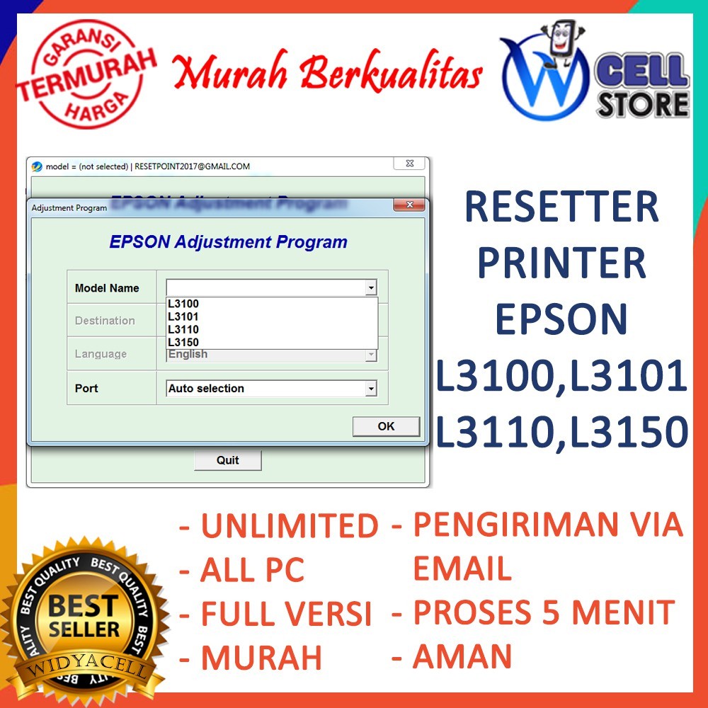 Jual SOFTWARE RESETTER / RESET / RESETER PRINTER EPSON L3100 L3101 ...