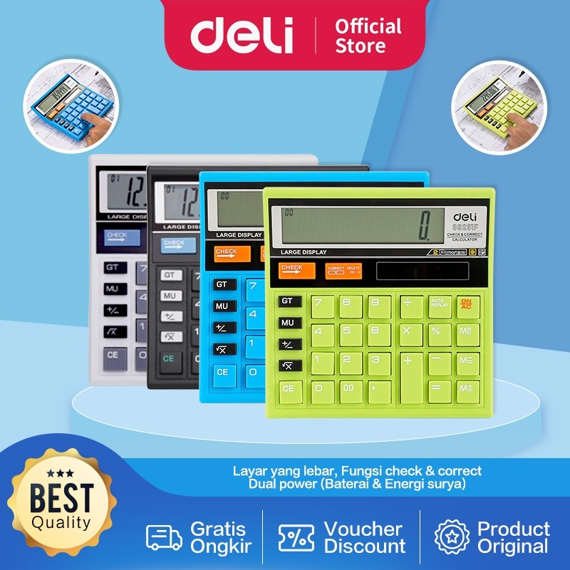 Jual Deli Kalkulator Desktop 12 Digit Desain unik garansi 3 tahun ...
