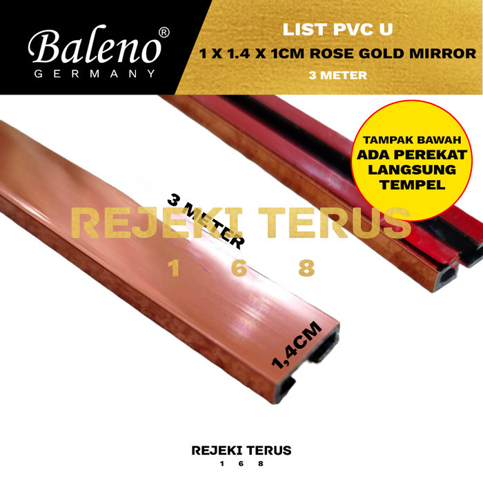 Jual List PVC U 10 x 14 x 10 mm Rose Gold Mirror Baleno / Plat U List ...