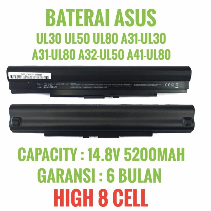 Jual BATERAI ASUS UL30 UL50 UL80 A42-UL30 HIGH BLACK | Shopee Indonesia