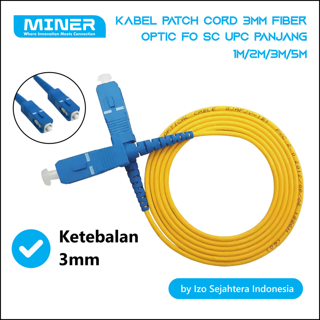 Jual Kabel Patch Cord 3mm Fiber Optic FO SC UPC Panjang 1M / 2M / 3M ...