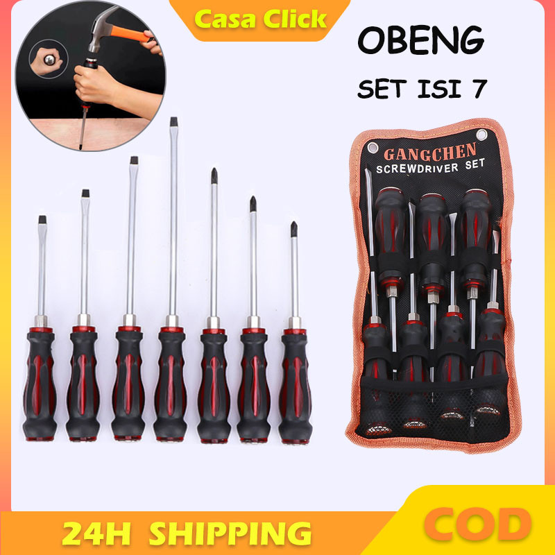 Jual 7PCS/SET Obeng Go Thru/Obeng Ketok/Obeng Phillips/Obeng Plus Minus ...