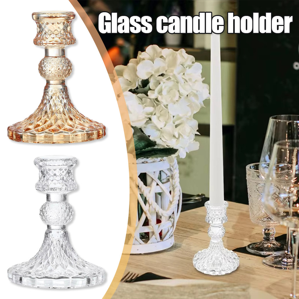 Jual Kaca Candle Holder tempat lilin kaca bening candle holder crystal ...