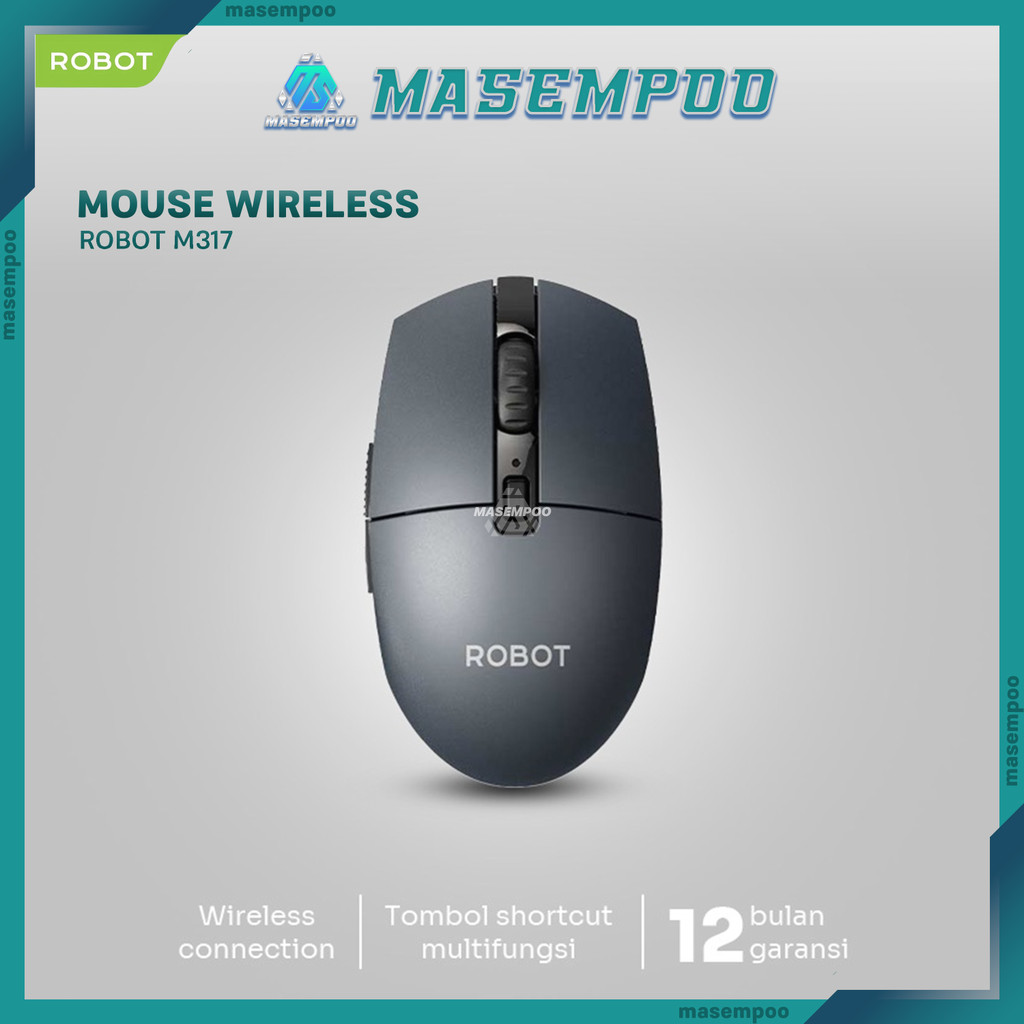 Jual Mouse Wireless ROBOT M317 – Mouse Tanpa Kabel 4000DPI, 2 Shortcut ...