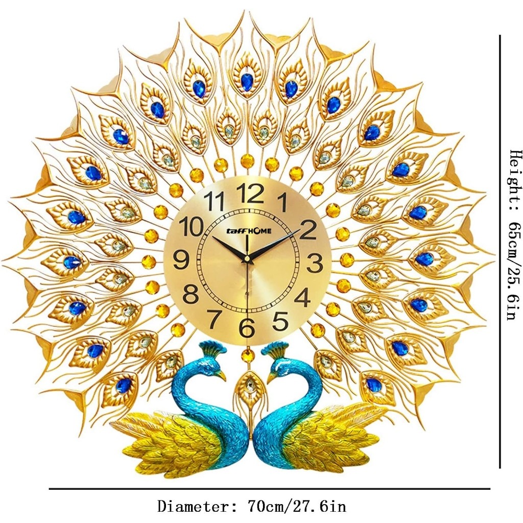 Jual [NAGATA] JAM DINDING MEWAH DESAIN BURUNG MERAK 3D DIAMON GEOMETRIK ...