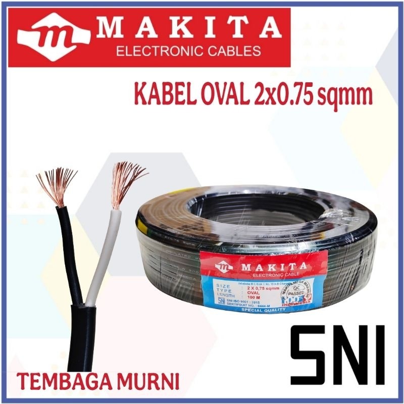 Jual Kabel Makita 2 x 0.75 Kabel OVAL Serabut Tembaga Meteran | Shopee Indonesia