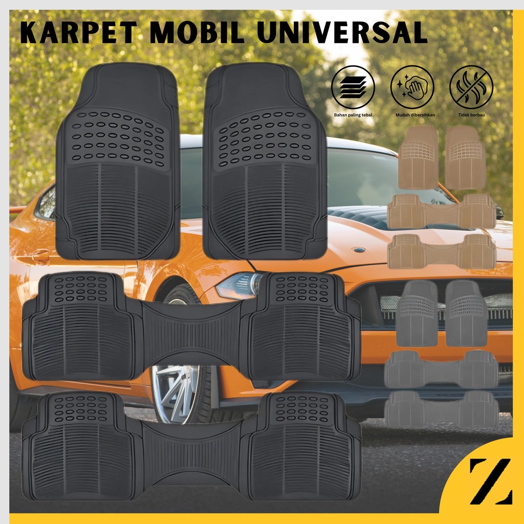 Jual karpet mobil hitam karet universal 1 set 3 pcs 2 Baris Depan ...