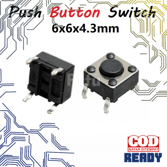 Jual Push Button Switch 6x6x4.3mm Saklar Kecil Micro On Off Tactile 4 ...