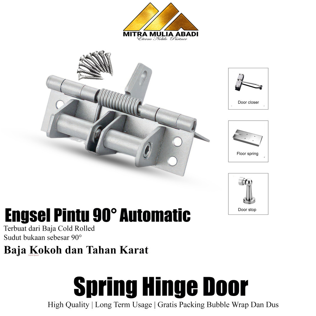 Jual Engsel Pintu Silver 90 Derajat Automatic Closing Spring Hinge Door ...