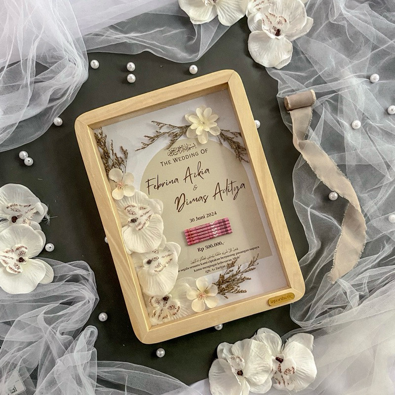 Jual BH23 Frame Mahar Pernikahan Akrilik Transparan Camelia Mahar Acrylic Size 35x25 | Shopee ...