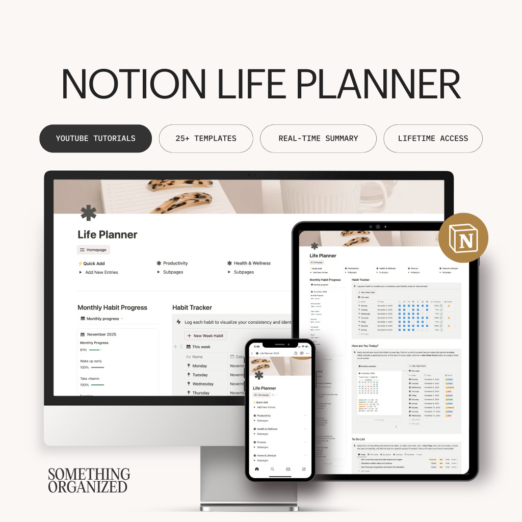 Jual 2025 Life Planner Notion Template, Life Dashboard, Habit Tracker ...