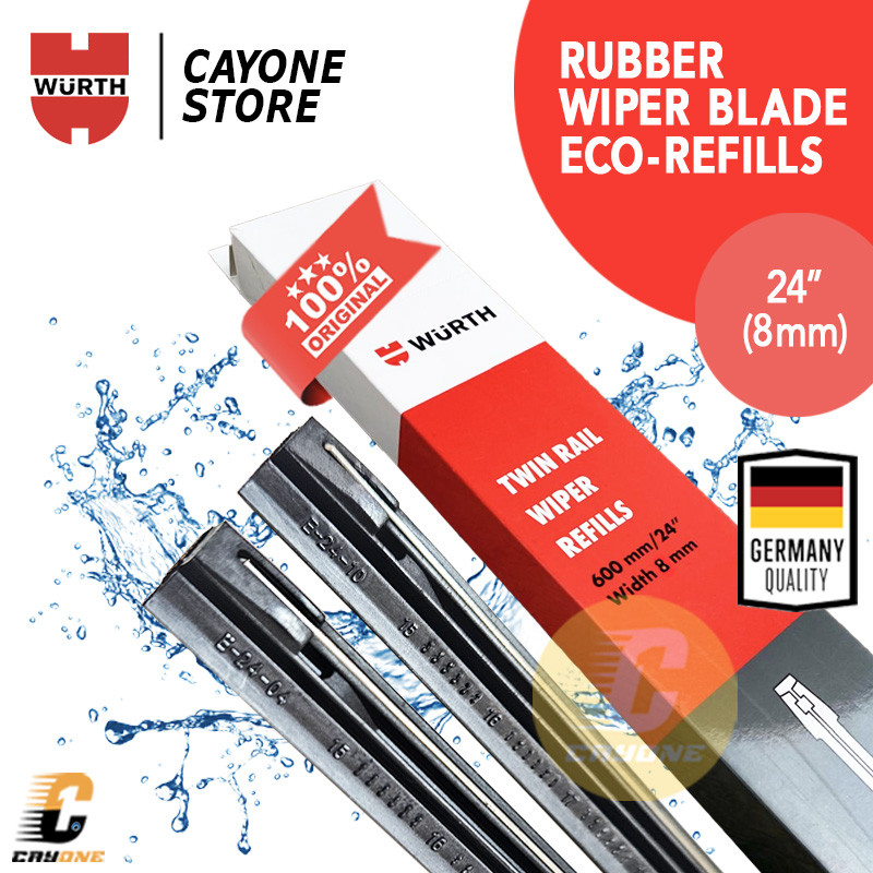 Jual WURTH Twin Rail Wiper Rubber Refill Replacement 24 inch 8mm ...