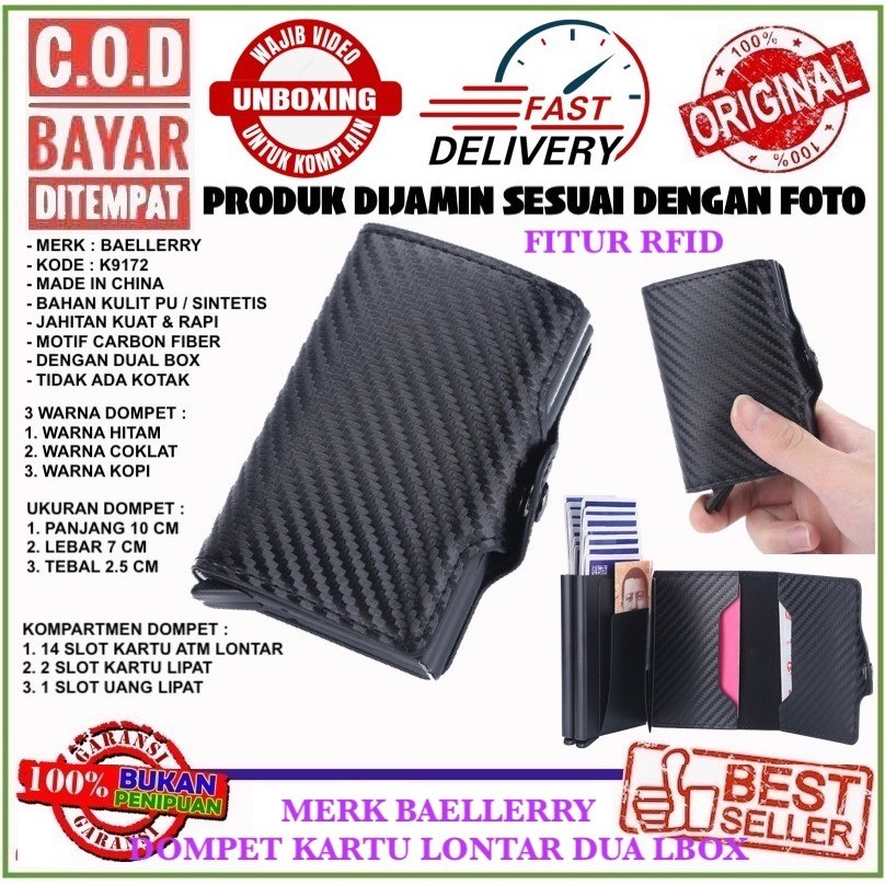 Jual C.O.D BAELLERRY IMPOR K9178 Dompet Kartu Kekinian Keren RFID Model ...