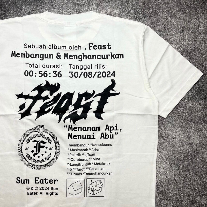 Jual Tshirt FEAST - RECORDS Cotton combed White 24s Tebal Kaos band ...