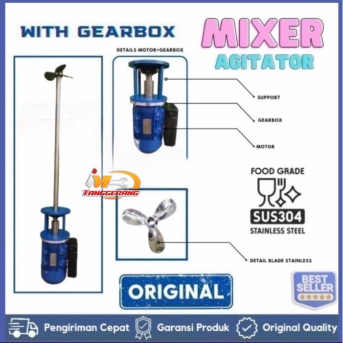 Jual Agitator Mixer kimia SS304 5,5KW 7,5HP 380V Mixer chemical W ...