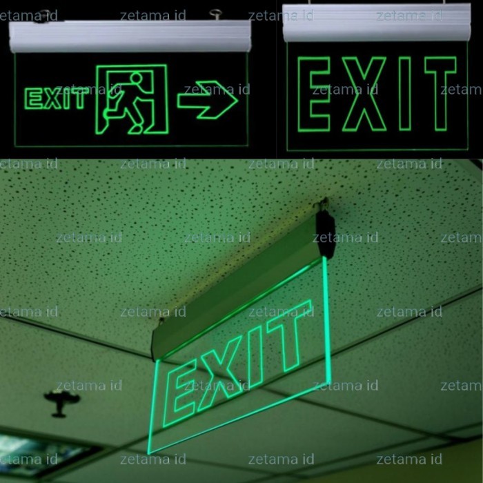 Jual Lampu Exit Kaca Bening Emergency Exit Light | Shopee Indonesia