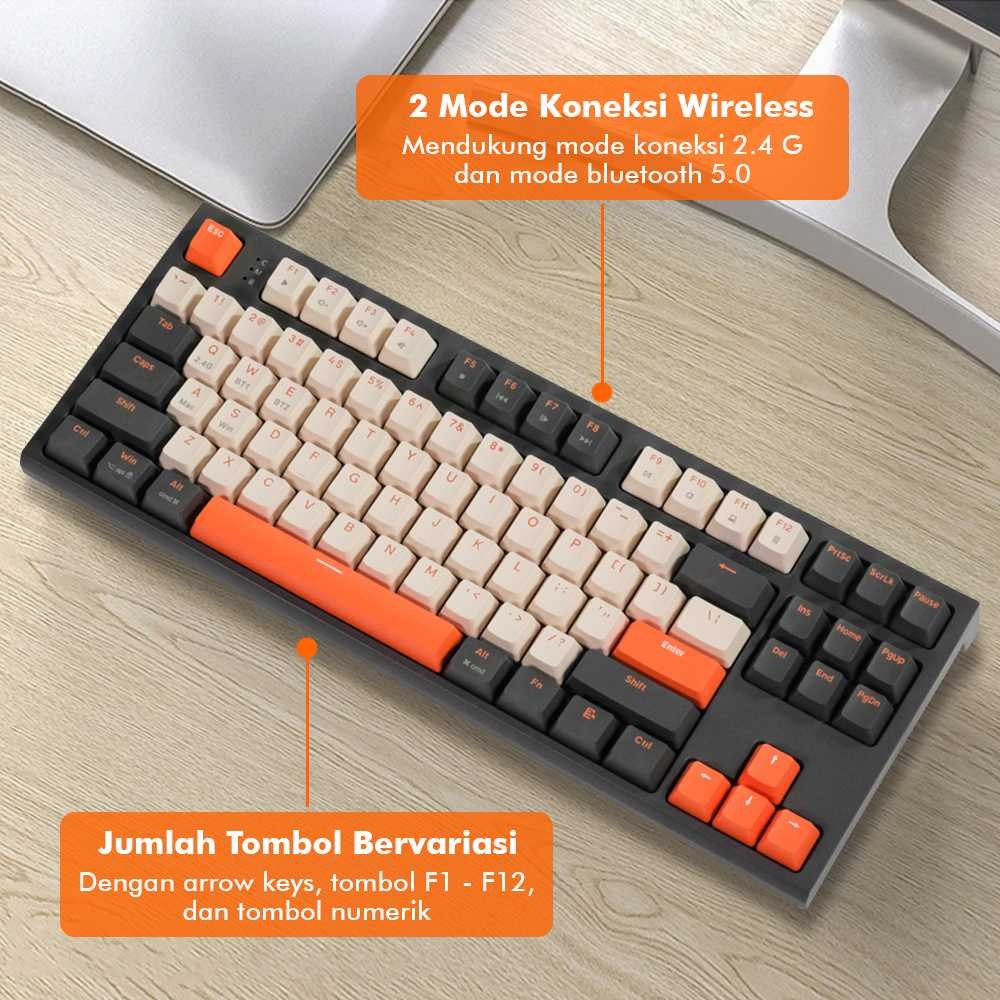 Jual AJSSHOP FREEWOLF Keyboard Gaming Mechanical Wireless Dual Mode 2 ...