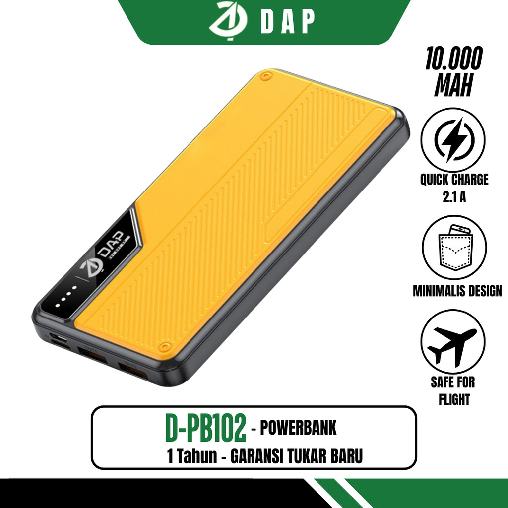 Jual DAP PowerBank D-PB102 2.1A 10.000mAh Dual Input Port Type C ...