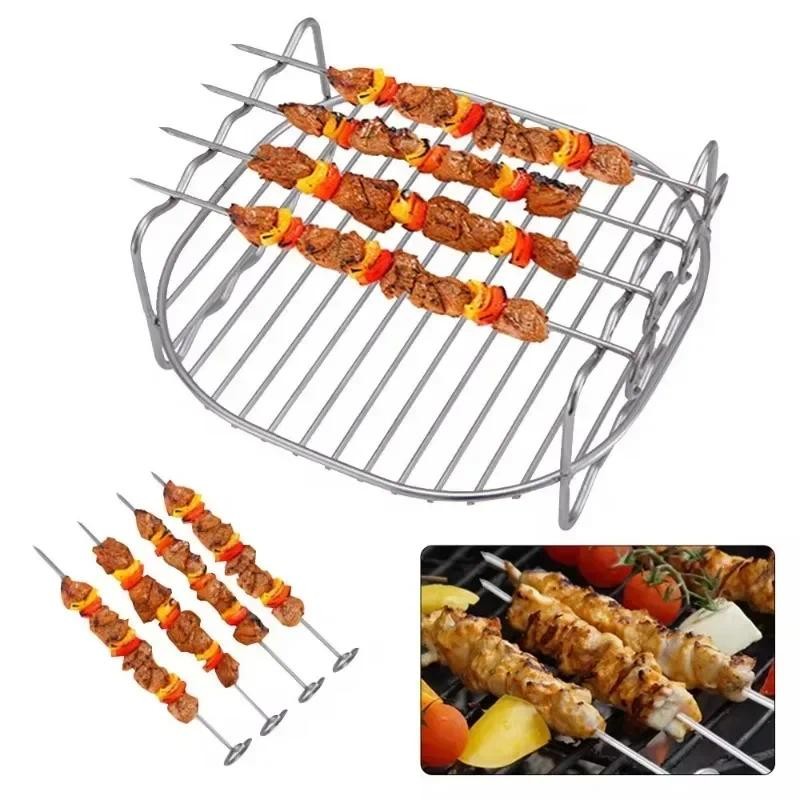 Jual Double Layer Grill Rack 430 Stainless Steel Skewers BBQ Grill ...