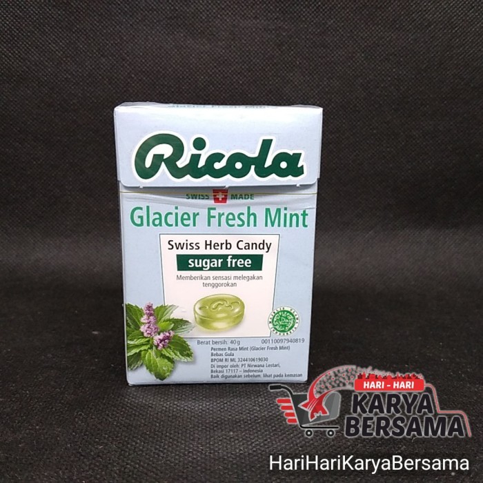 Jual PERMEN RICOLA GLACIER FRESH MINT SWISS HERB CANDY 40GR | Shopee Indonesia