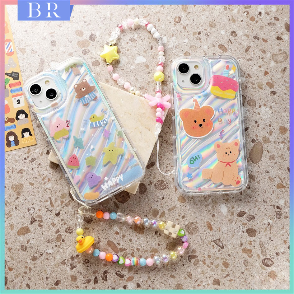 Jual Set Korean Bear Case + String. Softcase Hologram Full Cover for ...