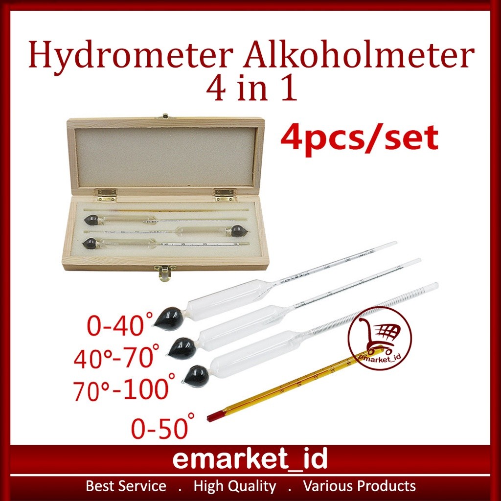 Jual Hydrometer Alkoholmeter 4 In 1 / Alcohol Meter Alat Uji Kadar ...