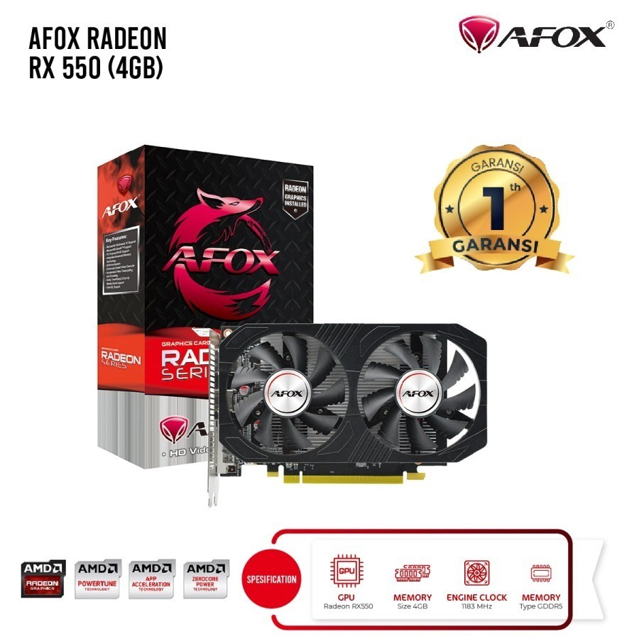 Jual VGA AFOX Radeon RX 550 4GB DDR5 128BIT Dual Fan | Shopee Indonesia
