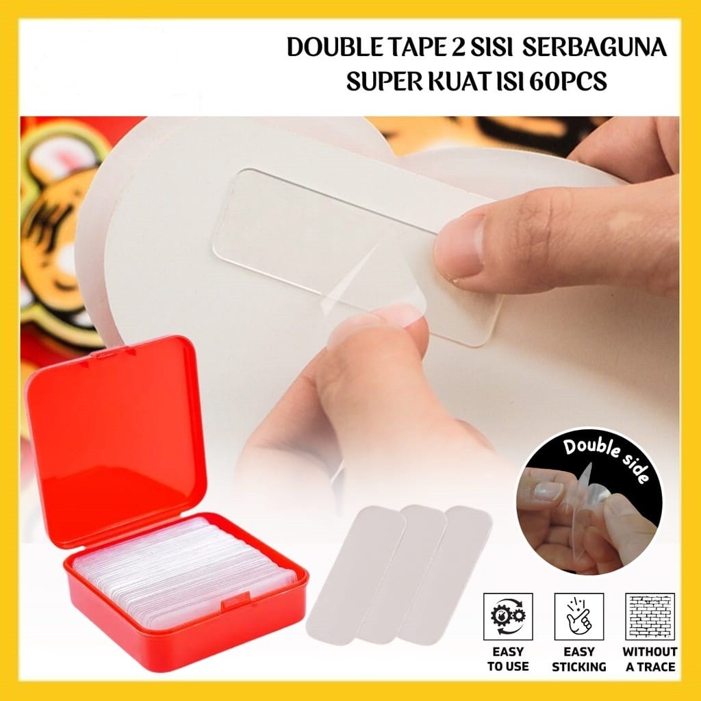 Jual Stiker Double Tape Bening Dua Sisi Isi 60Pcs/Box | Solasi Perekat ...
