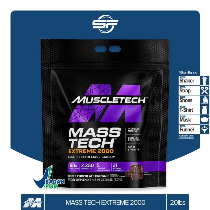 Jual MASSTECH EXTREME 2000 20 LBS MASS TECH MUSCLETECH GAINER FREE ...