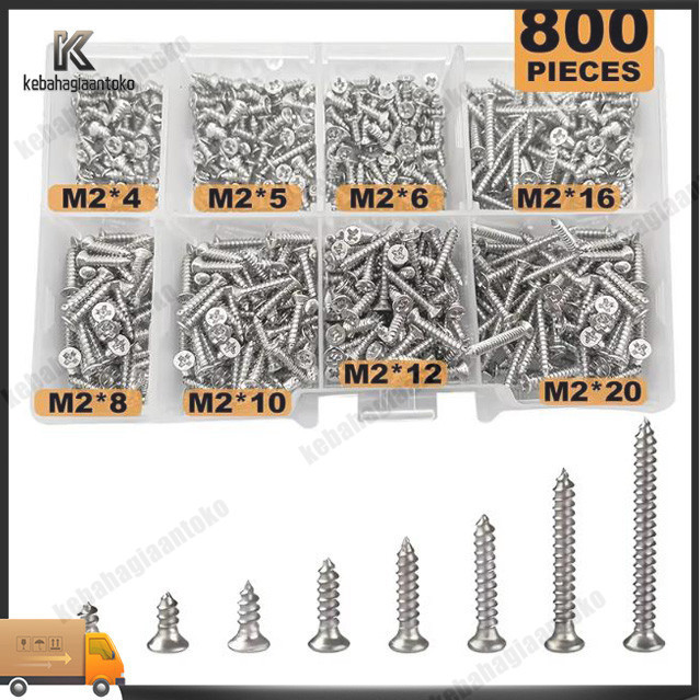 Jual 800Pcs Sekrup Transistor Final Panjang 4mm-12mm Sekrup Skrup FAB Sekrup Tapping Baut Mur ...
