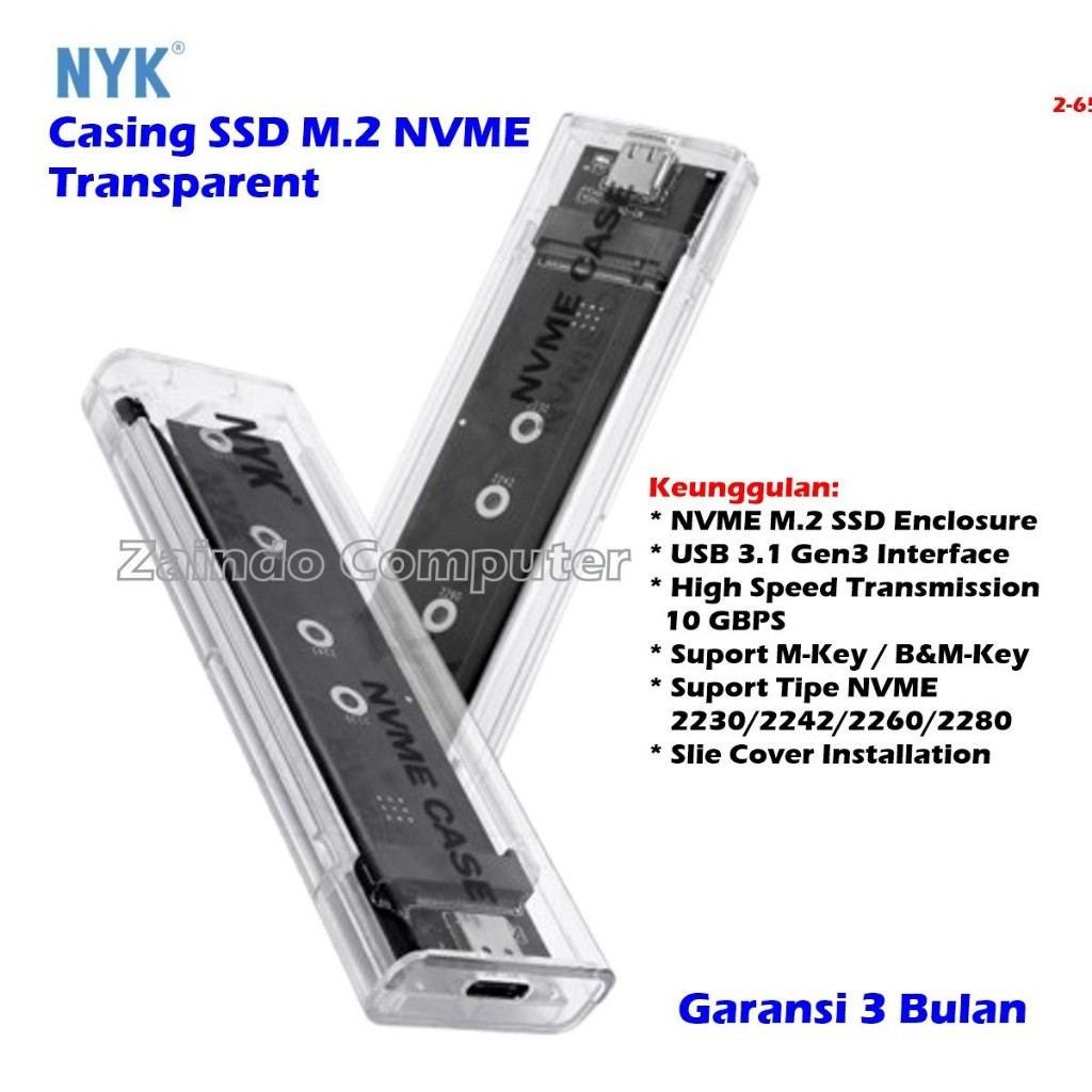 Jual CASE NVME ENCLOSURE CASING SSD M2 NVME NYK TRANSPARAN USB 3.1 TO M ...