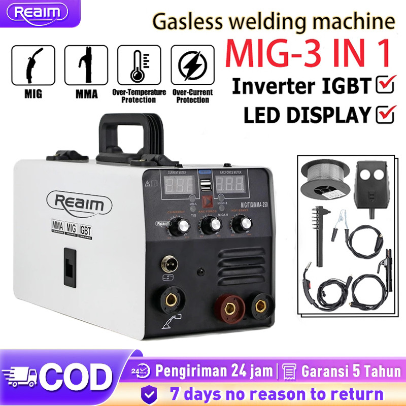 Jual REAIM Mesin Las 3-IN-1 Welding Inverter MIG/MMA/TIG 120A Mesin Las Mig Tanpa Gas Mesin ...