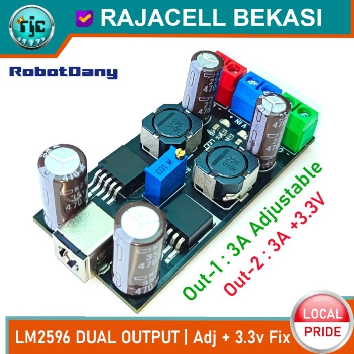Jual AMD99 LM2596 DUAL OUTPUT Step Down Ajustable + Fix Output 3,3V 5V 3A Buck Converter ...