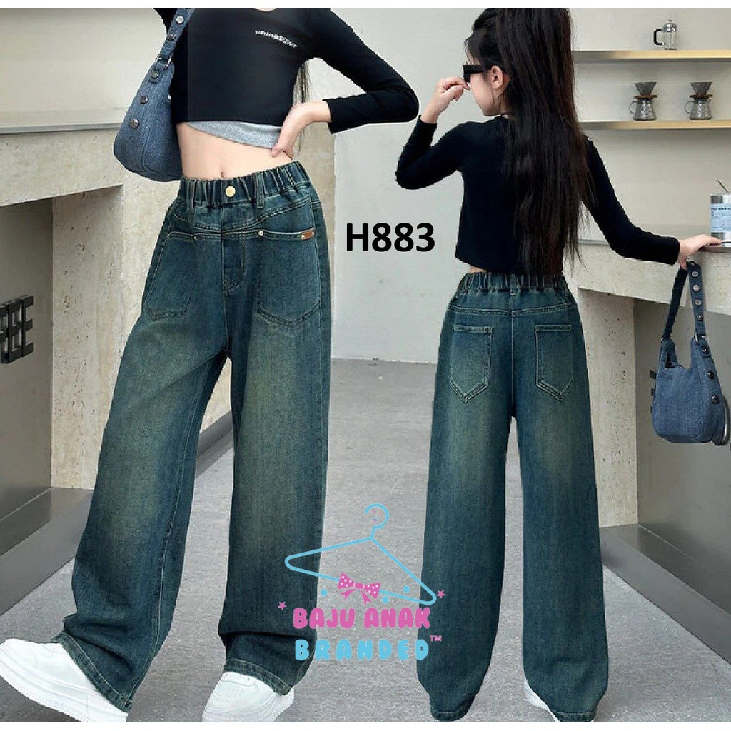 Jual KODE H883 Celana Kulot Jeans Anak Perempuan Tanggung | Shopee ...