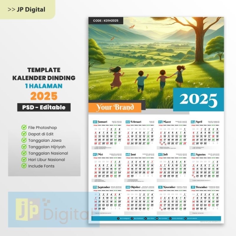 Jual TEMPLATE KALENDER ISLAMI 2025 1 HALAMAN, FILE PHOTOSHOP BISA DI ...
