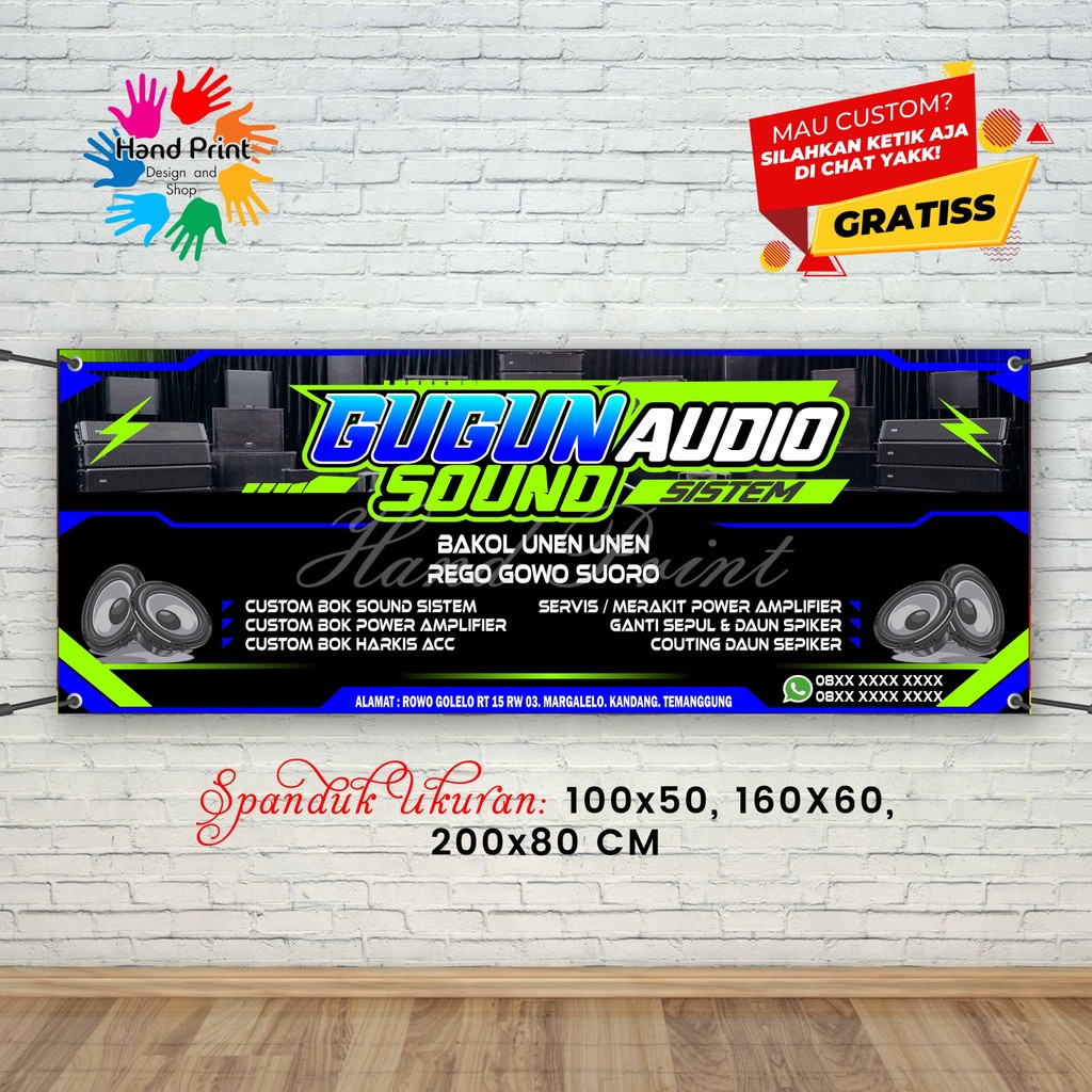 Jual Cetak Spanduk Banner Audio Sound Hitam Hijau Biru MMT Spanduk ...
