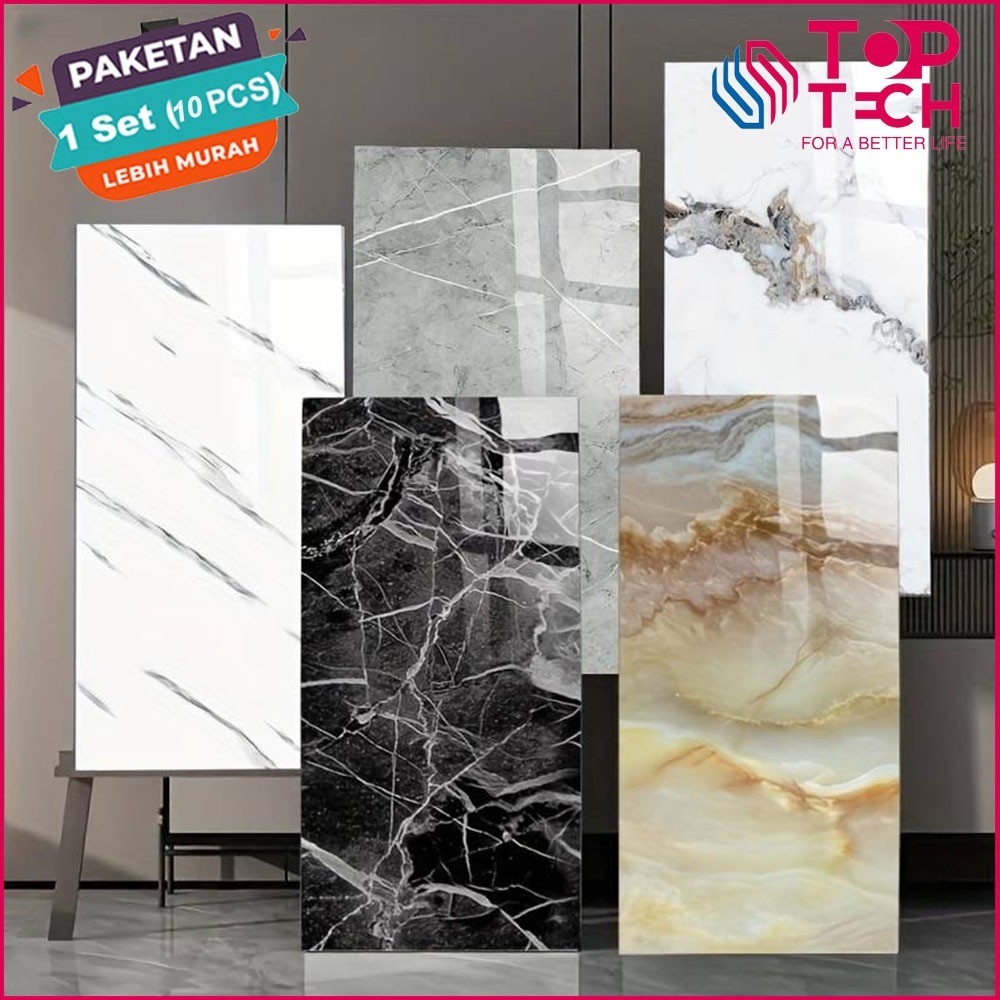 Jual Toptech - (PAKET 10 LEMBAR ) Wallpaper dinding VINYL Marble 30 x 60 cm / Lantai Vinyl ...