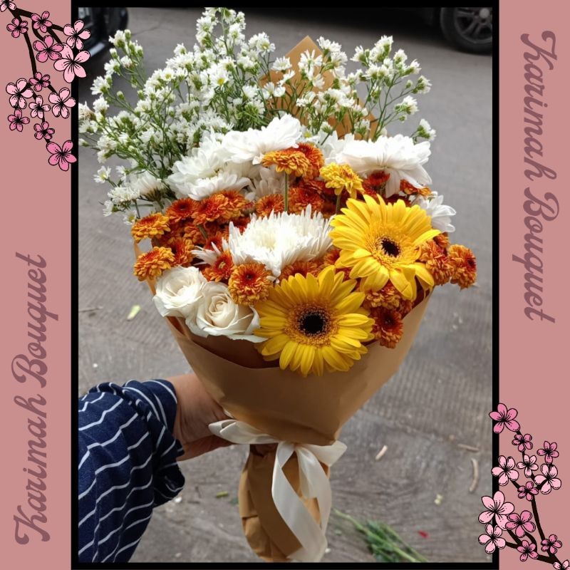 Jual KIRIM INSTANT! Buket Bunga Garbera Mawar Aster Asli Segar Premium ...
