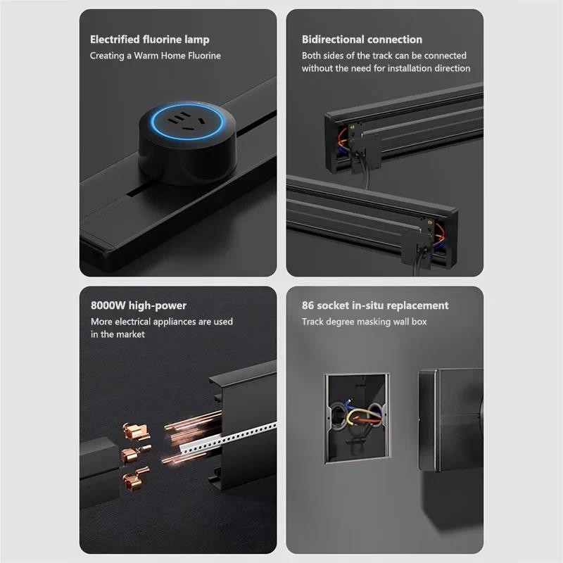 Jual Track Socket Rail Wall Mounted Movable Sockets High End Home ...