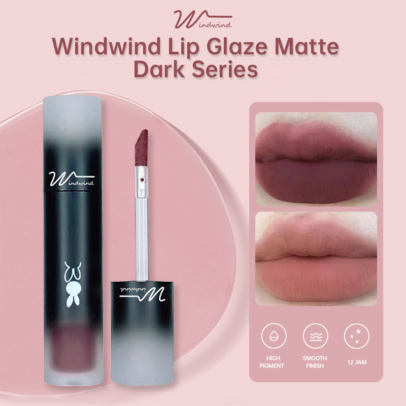 Jual Windwind Lip Glaze Dark Series Lipstick Matte Velvet Lip Gloss ...