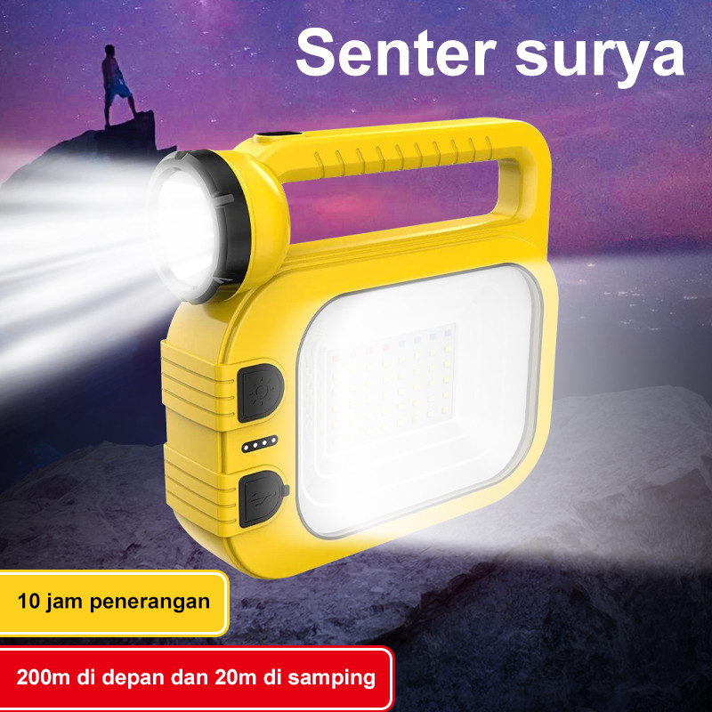 Jual Senter Surya LED Super Terang Jarak Jauh 3 Mode Senter Camping ...