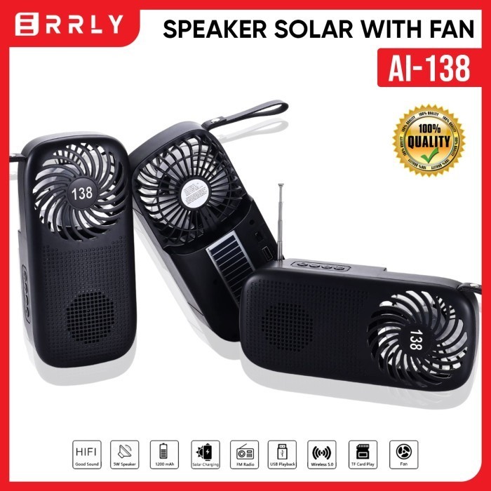 Jual MS Speaker Bluetooth Solar Kipas angin ERRLY AI-135 Panel Surya ...