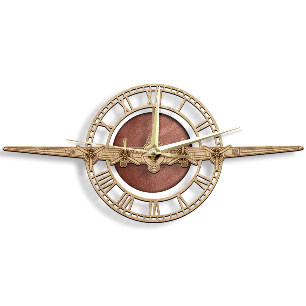 Jual Boeing B-17 Flying Fortress Wooden Wall Clock Air Force Aircraft ...