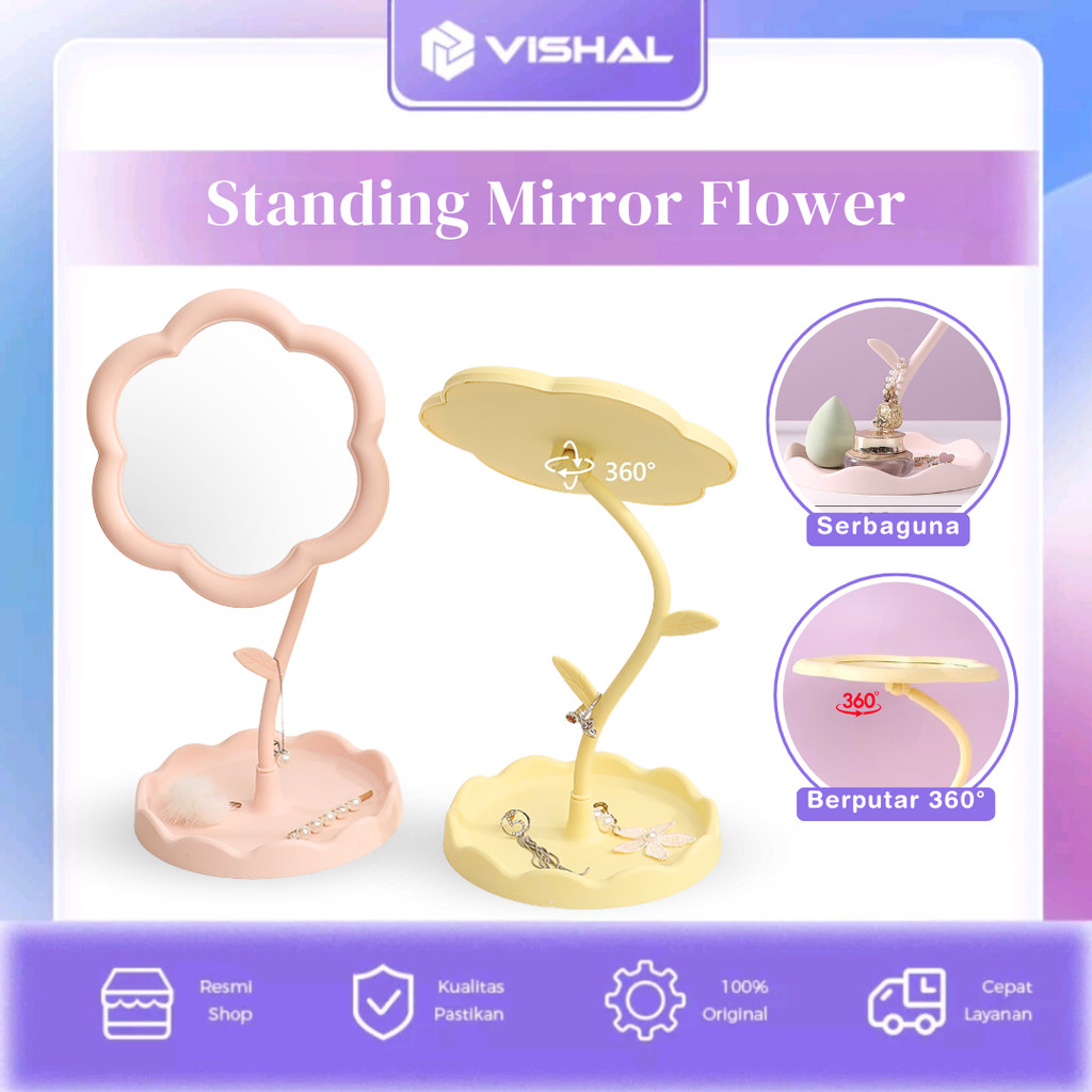 Jual VISHAL Cermin Bunga Meja Serbaguna Standing Mirror Rotating Cermin ...